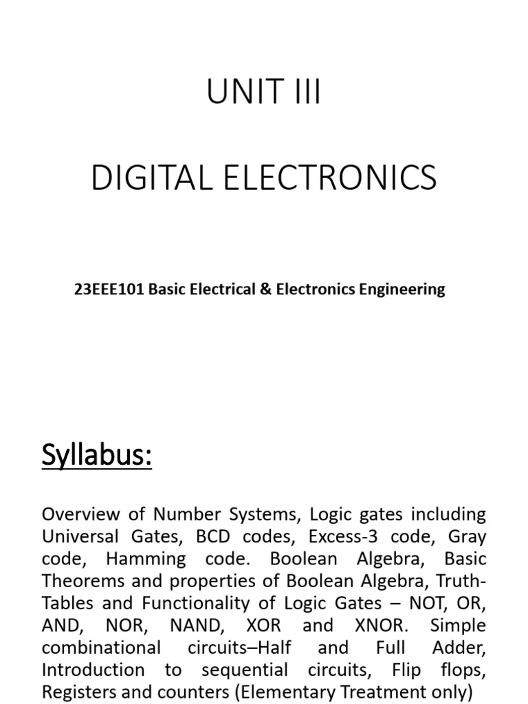 Unit 6 Electronics Digital Electronics | PDF | Mathematics | Mathematical Logic