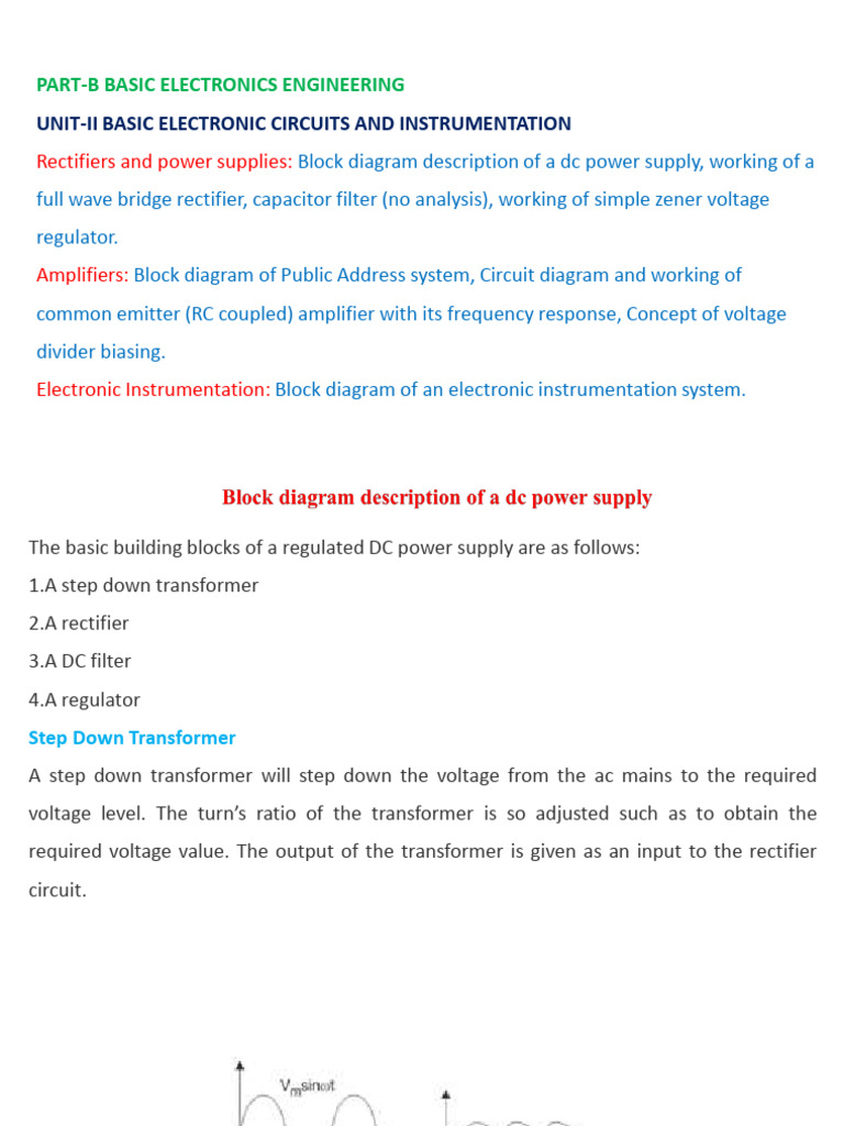 Unit 5 (BEEE Electronics) | PDF | Rectifier | Power Supply