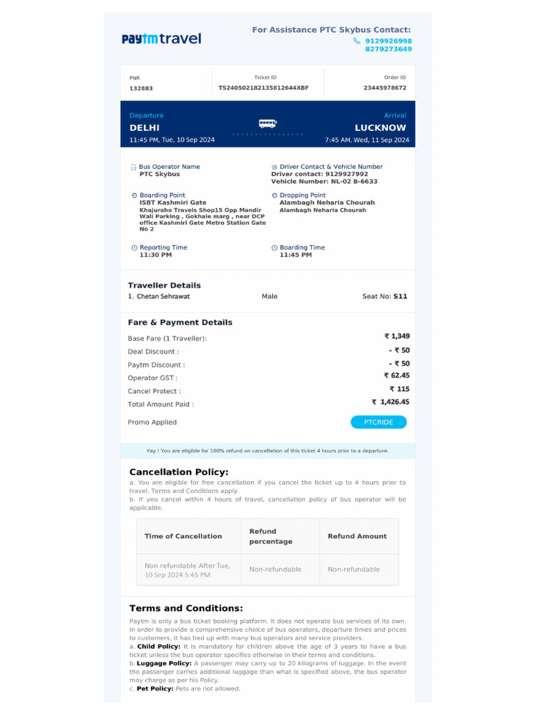 Paytm Bus ETicket (1) - 10 | PDF