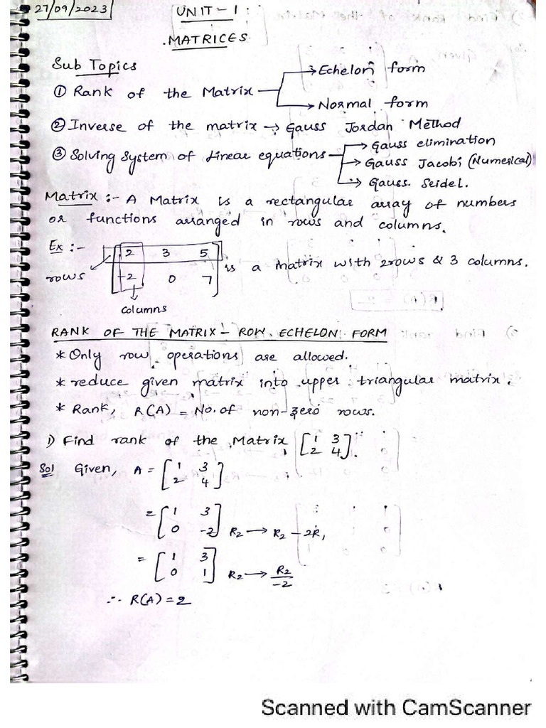 Unit 1-Matrices - Compressed | PDF