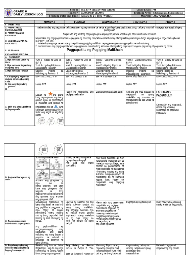 CDV_DLL_Q3_ESP W6 JAN-20-24 | PDF