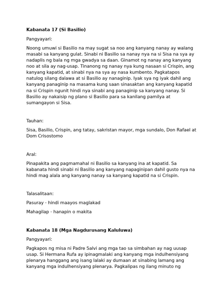 Noli Me Tangere Kabanata PT | PDF