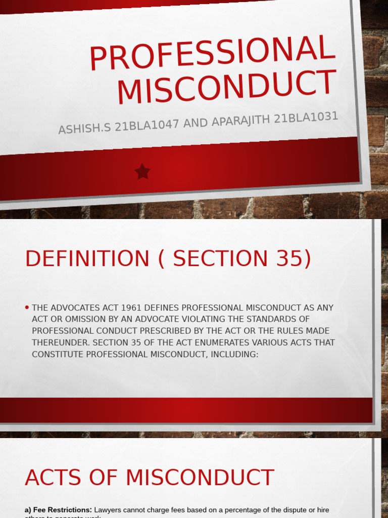 Landmark Cases on Professional Misconduct | PDF | Burden Of Proof (Law ...
