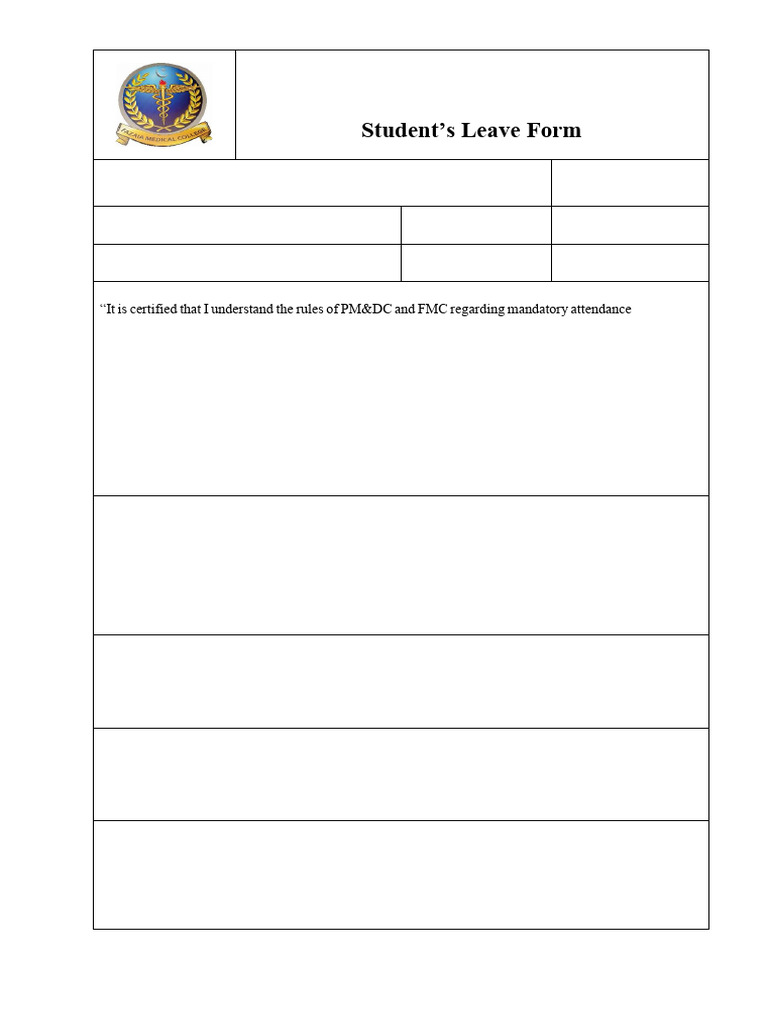 Student Leave Application Form | PDF