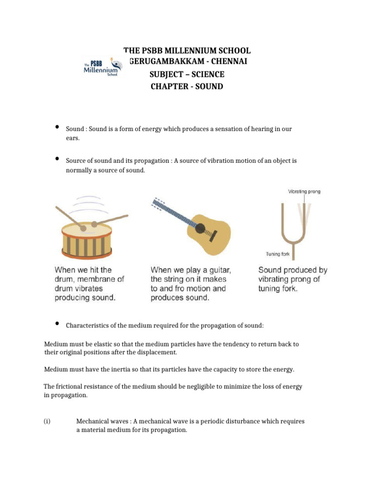 Class 9 Sound Reading Material | PDF | Waves | Sound
