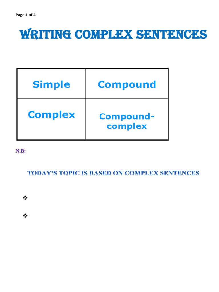 Complex Sentences | PDF | Comma | Linguistics