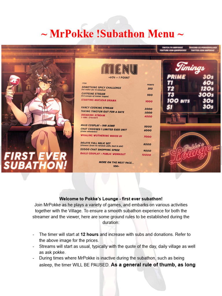 MrPokke !subathon Guidelines | PDF | Video On Demand | Multimedia
