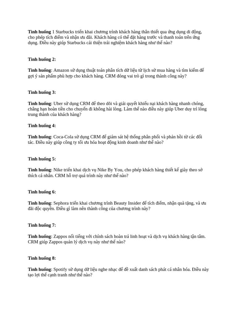 CRM - BT TÌNH HUỐNG C1 - | PDF