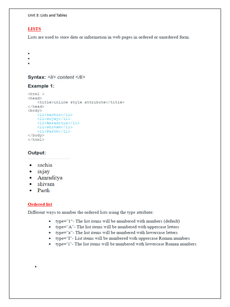 UNIT 3-NME NOTES - F | PDF | Html Element | Html