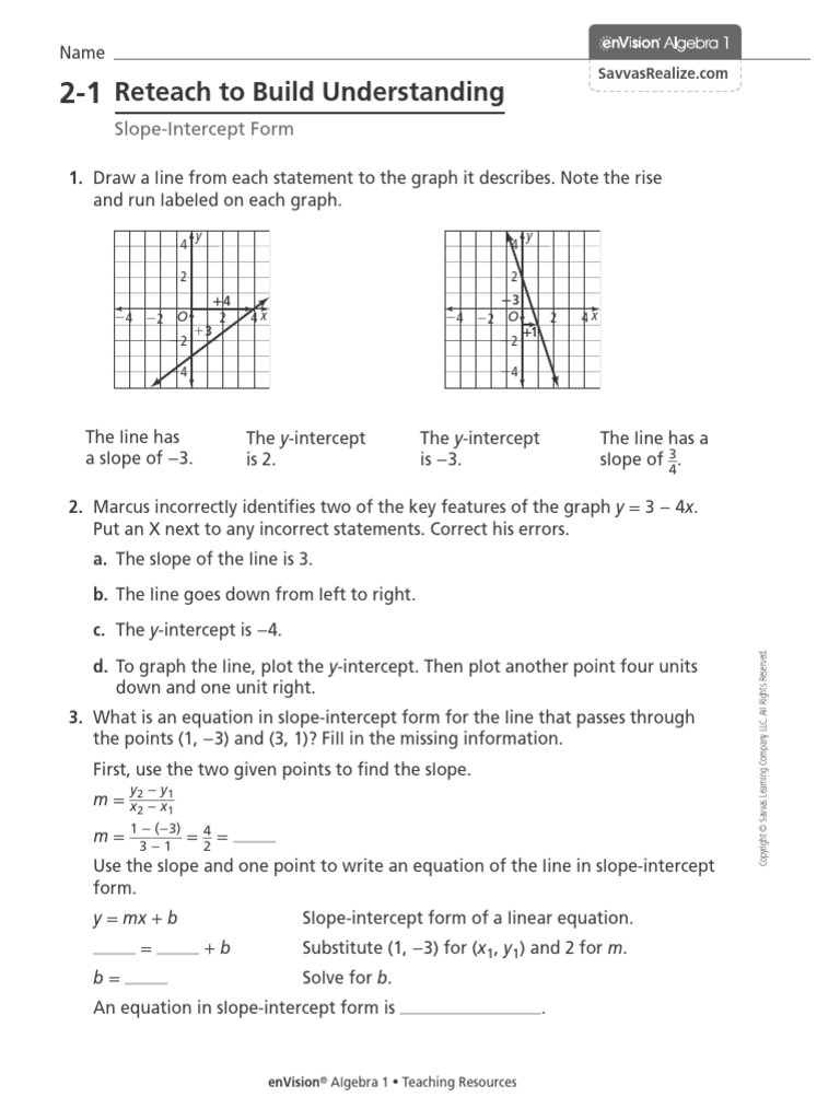 2-1 - Reteach To Build Understanding PDF | PDF | Mathematics | Algebra