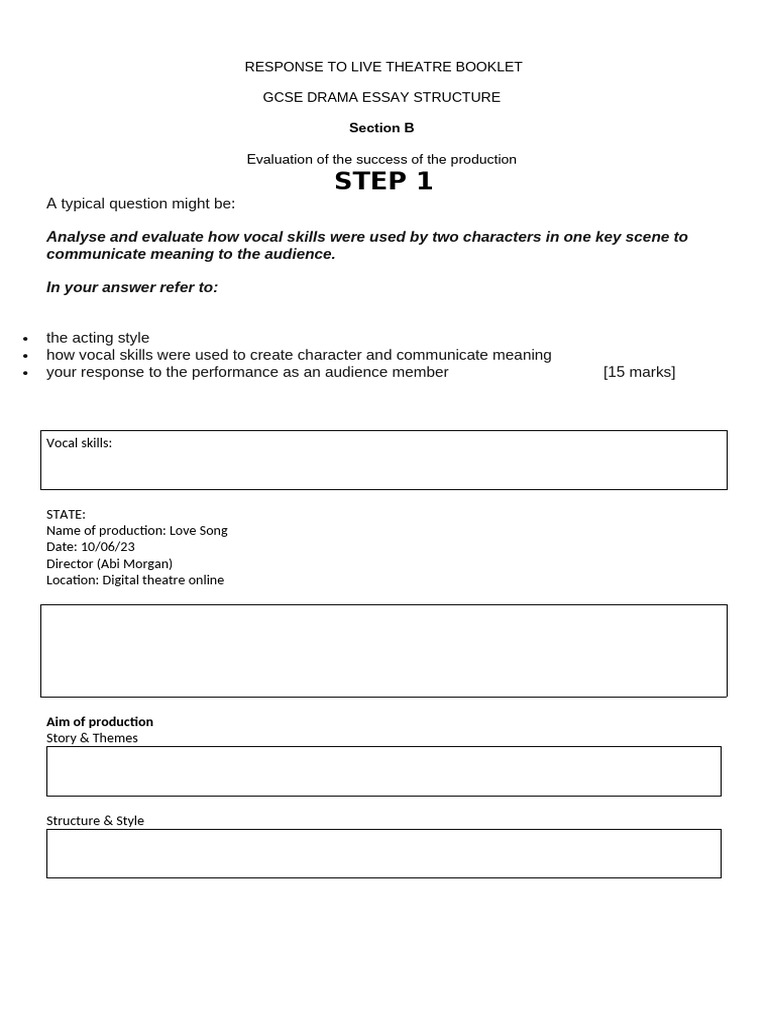 Vocal Skills in GCSE Drama Evaluation | PDF