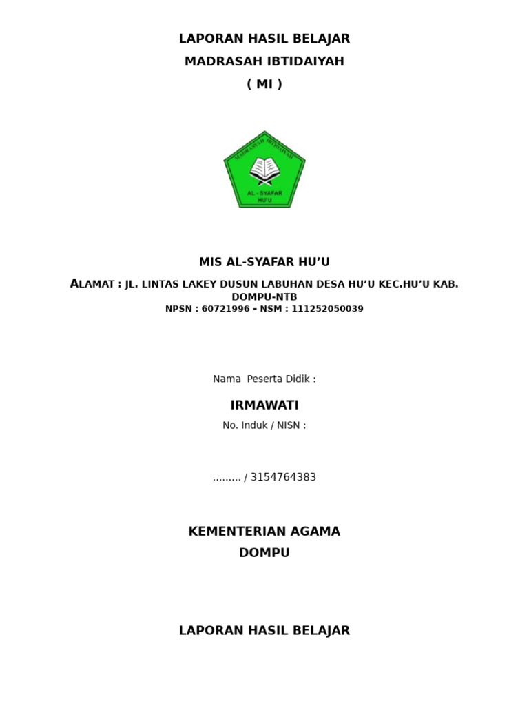 Rapot Kelas 4 SM 1 | PDF