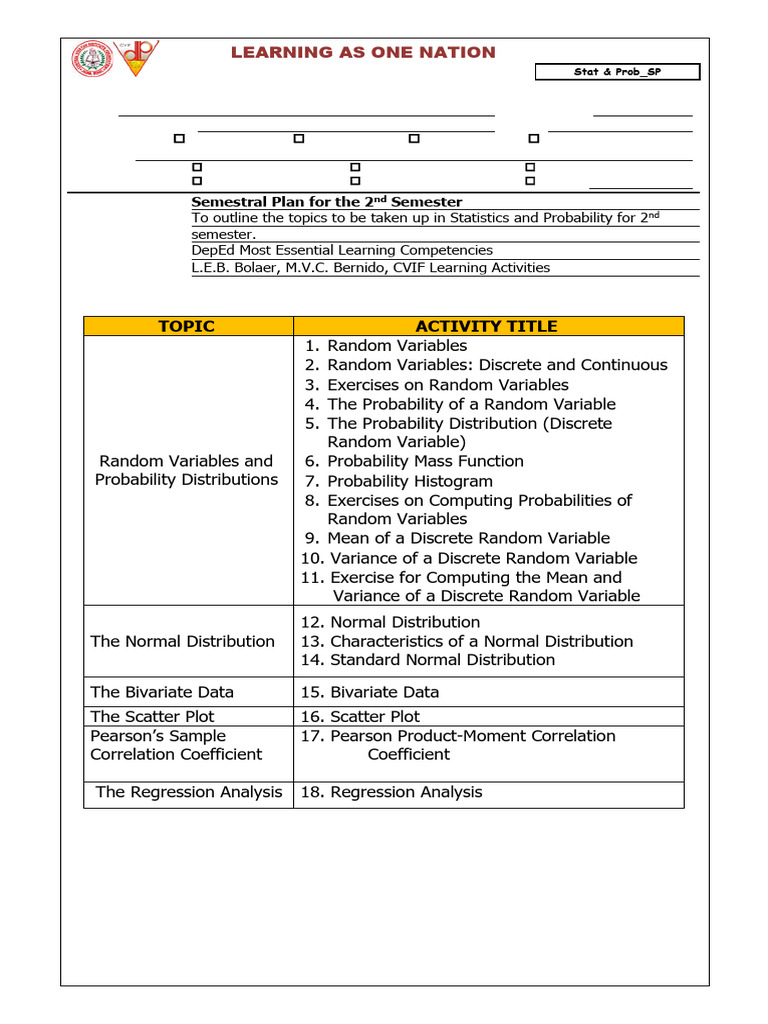 Statistics & Probability Curriculum Guide | PDF | Probability ...
