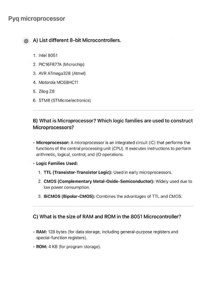 Pyq Microprocessor | PDF