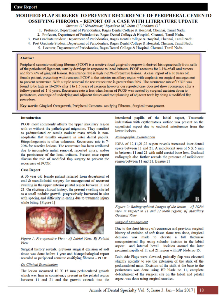 Modified Flap Surgery To Prevent Recurrence of Peripheral Cemento ...