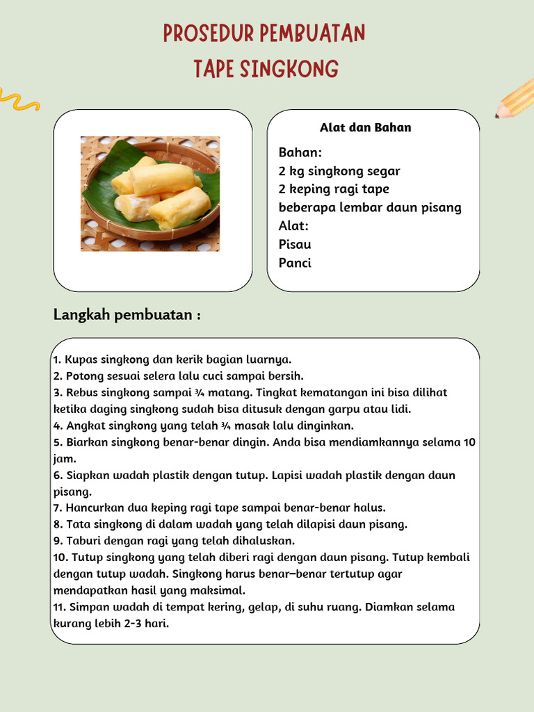 Prosedur Pembuatan Tape Singkong | PDF