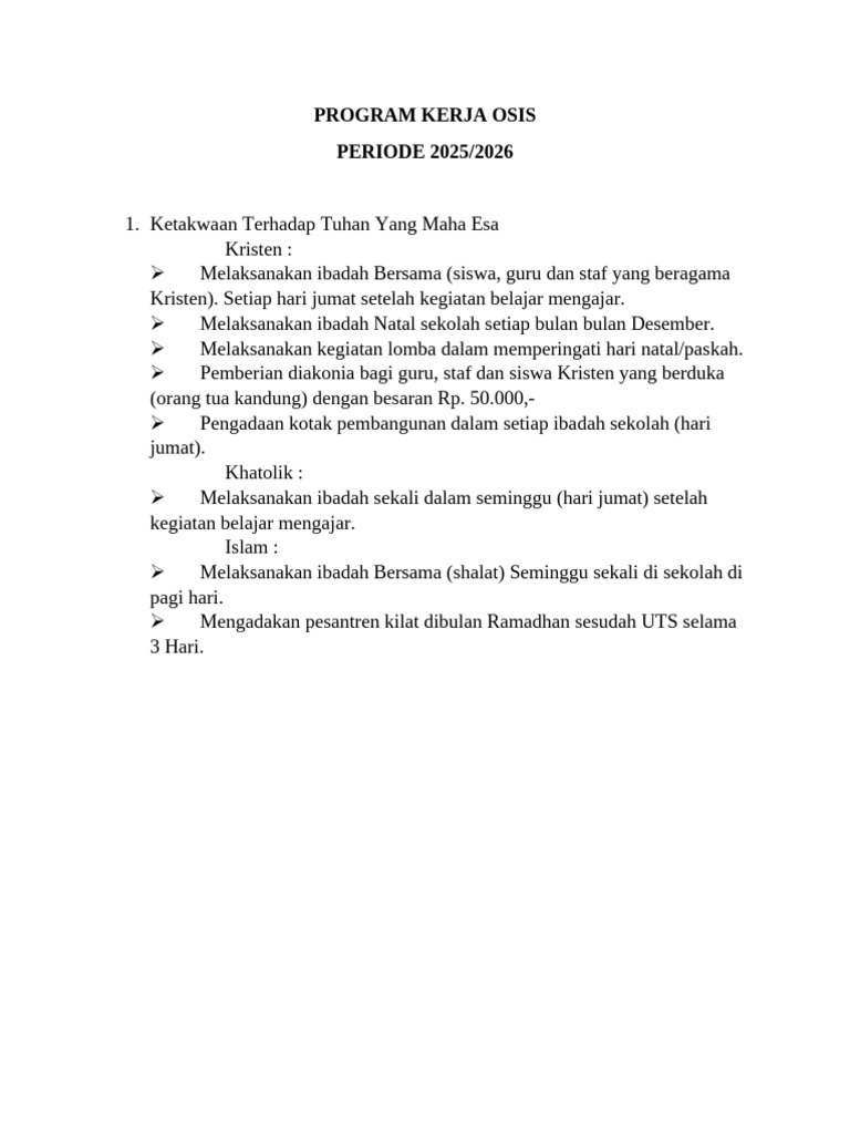 Program Kerja Osis 2025 | PDF