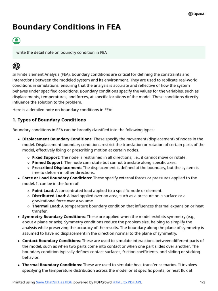 Boundary Conditions in FEA | PDF | Finite Element Method | Force