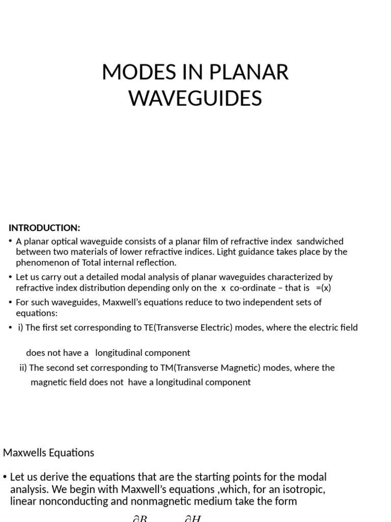Chapter-2 Modes in Planar Waveguides | PDF | Waves | Optical Fiber