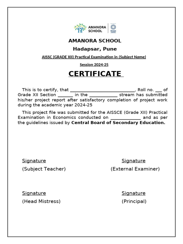 GRADE XII Certificate | PDF