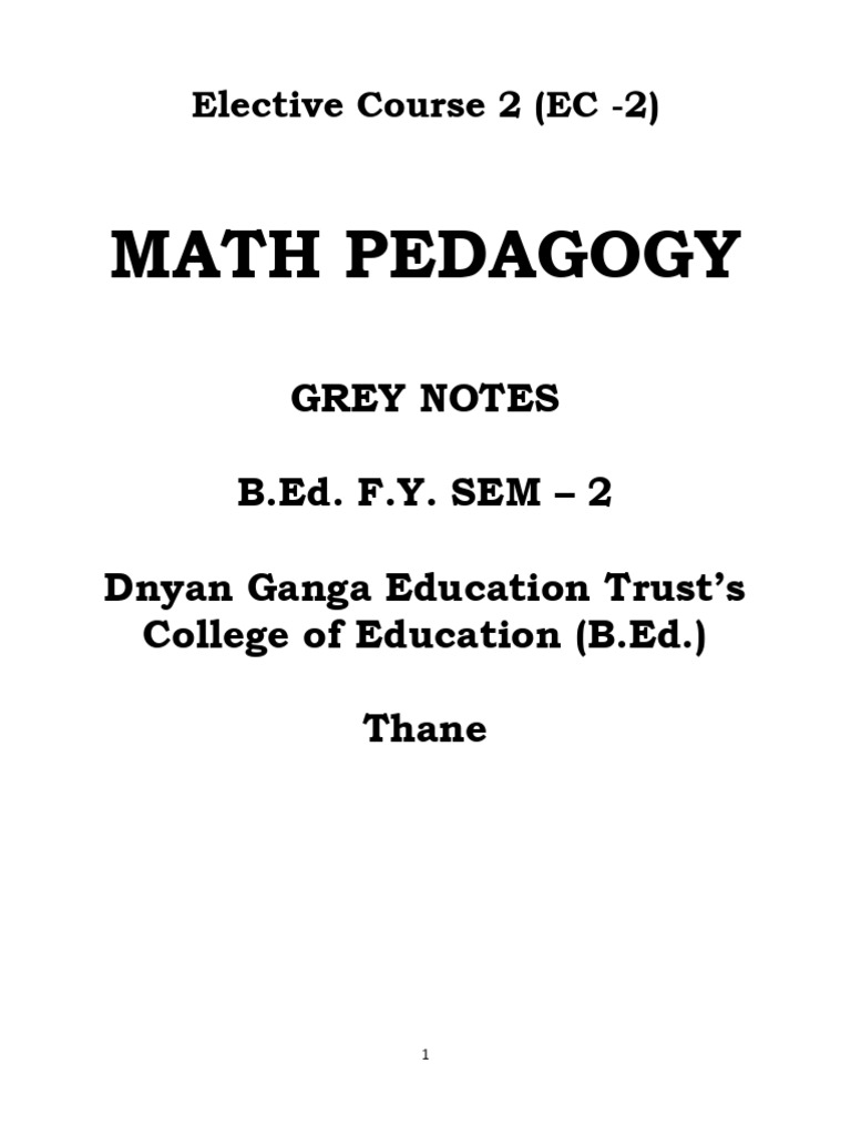 Maths Pedagogy Notes | PDF | Mathematics | Knowledge