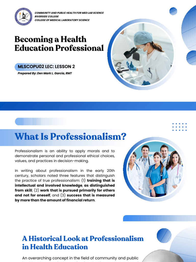 PRELIM - COPUB LEC - LESSON 2 (Becoming A Health Education Professional ...