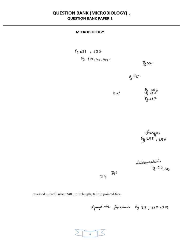Question Bank Paper 1-1 | PDF | Infection | Bacteria