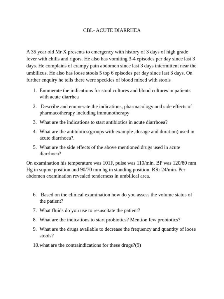 Template For Diarrhoea-Dr. Pavan | PDF