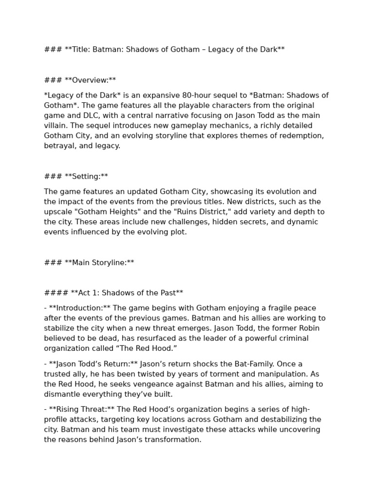 Batman Shadows of Gotham – Legacy of the Dark | PDF | Batman