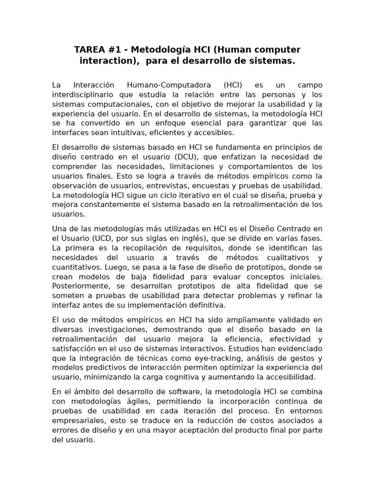 Metodología HCI | PDF | La interacción persona-ordenador | Usabilidad