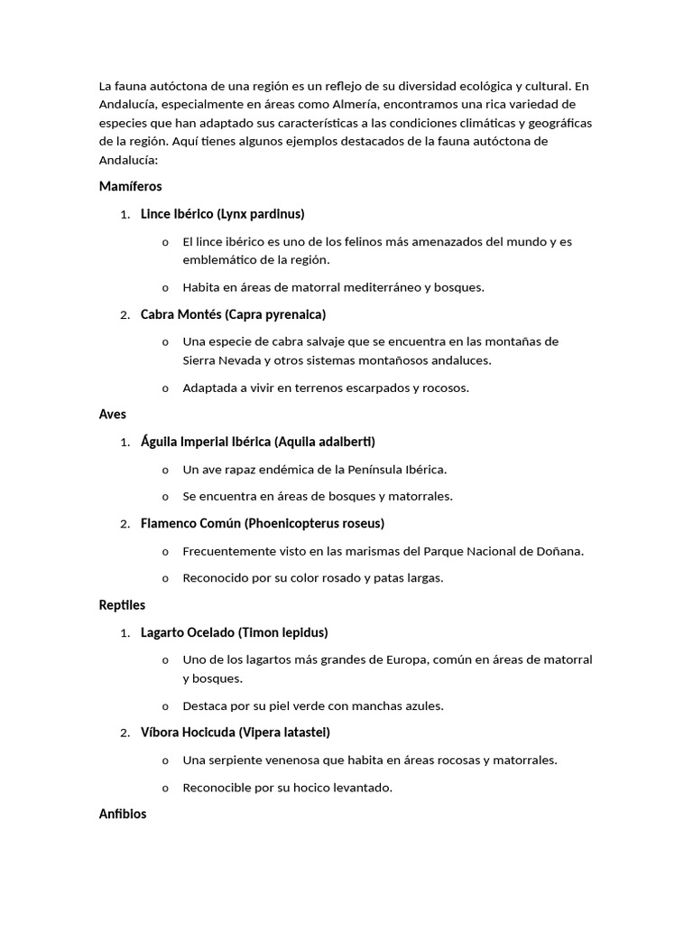 La fauna autóctona | PDF