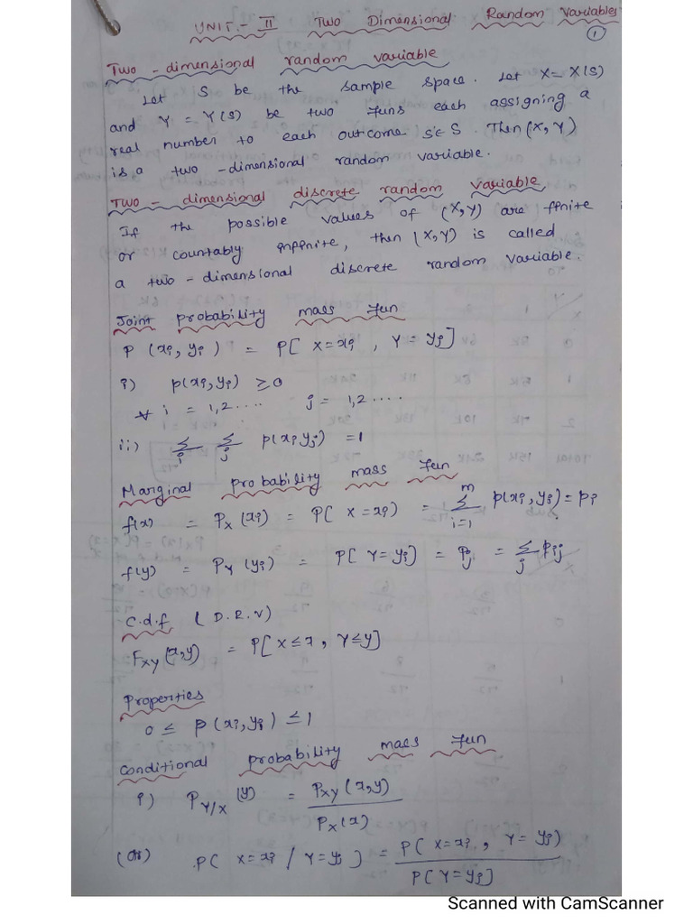 Unit 2 - Two Dimensional Random Variables | PDF