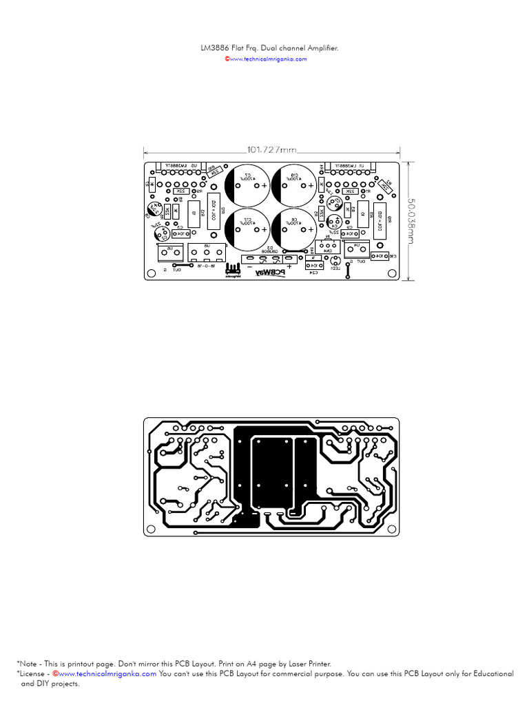 LM3886 Flat Frq. Dual Channel Amplifier. Technical Mriganka | PDF