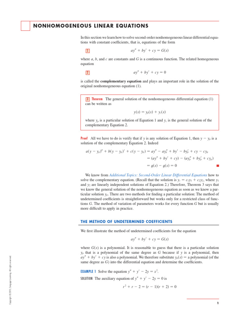 Nonhomogeneous Linear Equations | PDF | Teaching Methods & Materials