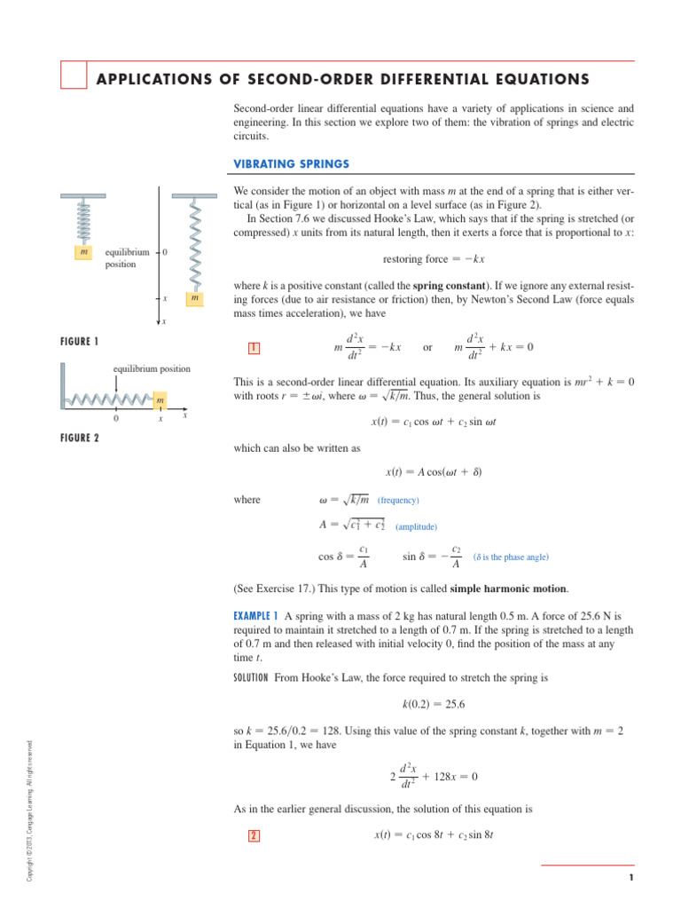 Applications of Second-Order Differential Equations | PDF | Damping | Force