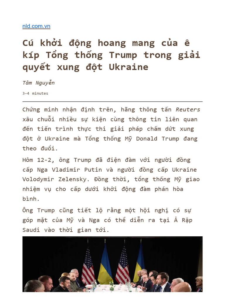 Cú KH I NG Hoang Mang C Aê Kíp T NG TH NG Trump Trong Gi I Quy T Xung T Ukraine | PDF