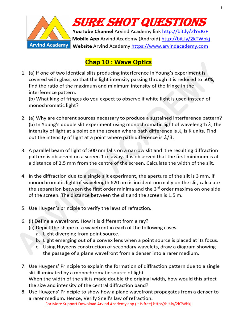 Wave Optics: Interference & Diffraction | PDF | Diffraction | Physics