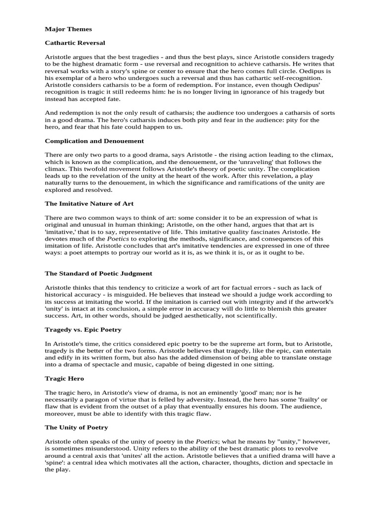 Major themes | PDF | Tragedy | Aristotle