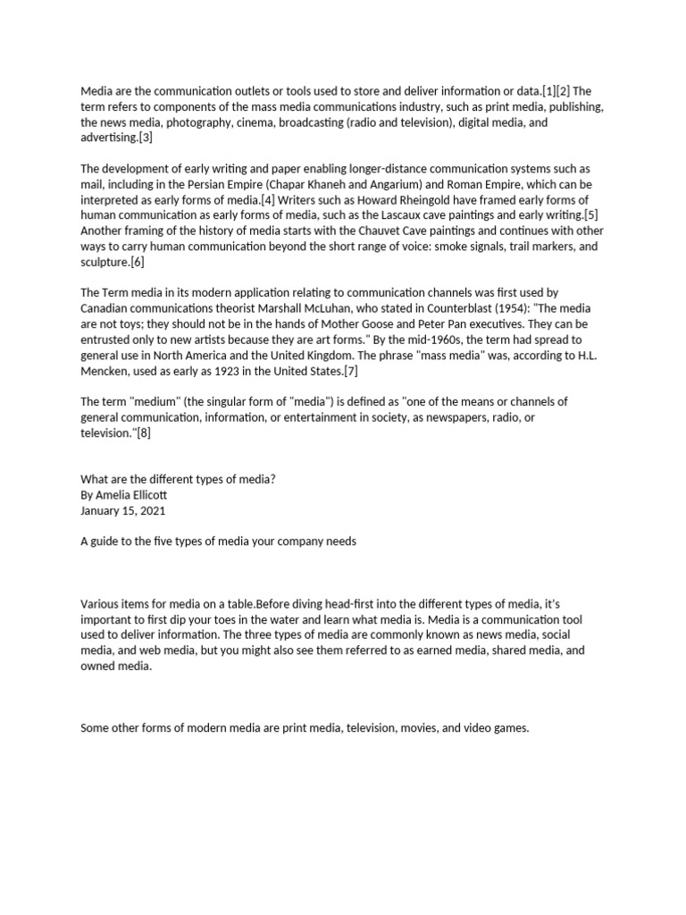 Media Are The Communication Outlets or Tools Used To Store and Deliver ...