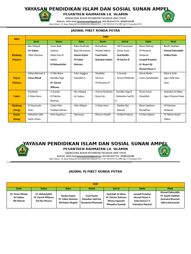 Jadwal Ronda Putra New | PDF