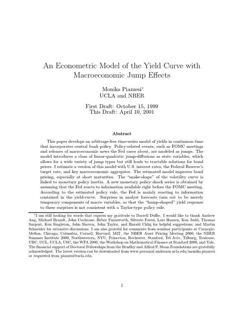 An Econometric Model of the Yield Curve With | PDF | Macroeconomics | Yield Curve
