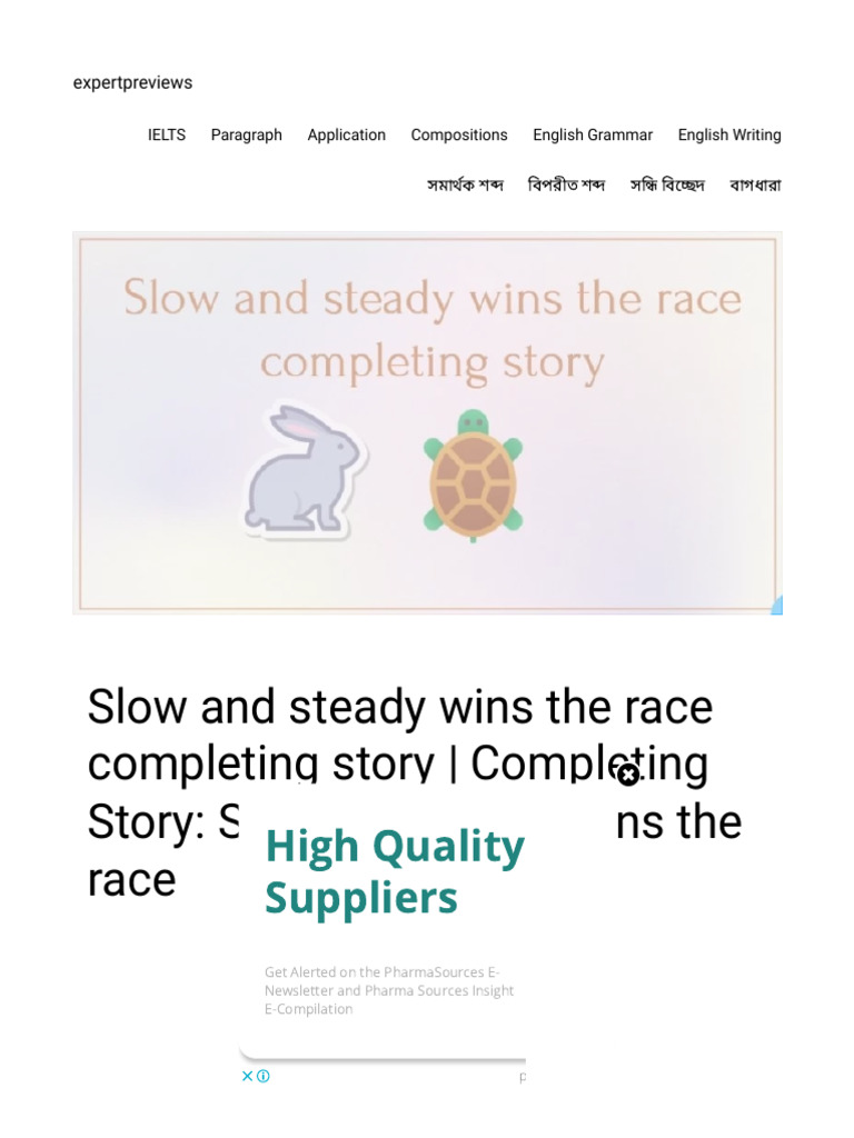 Slow and Steady Wins The Race Completing Story - Completing Story ...