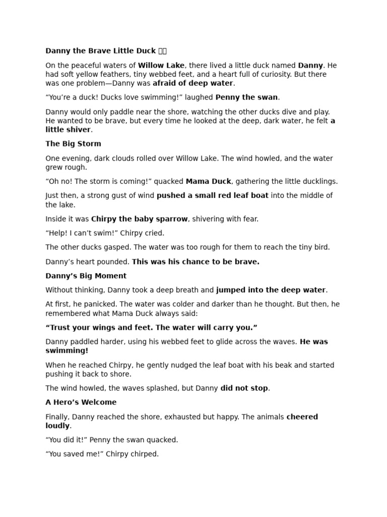 Danny The Brave Little Duck | PDF