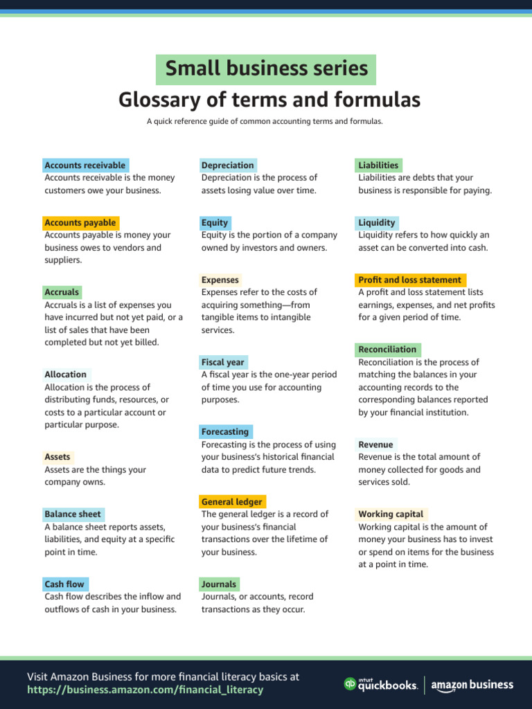 Amazon Business QuickBooks Financial Glossary Small Business Series ...