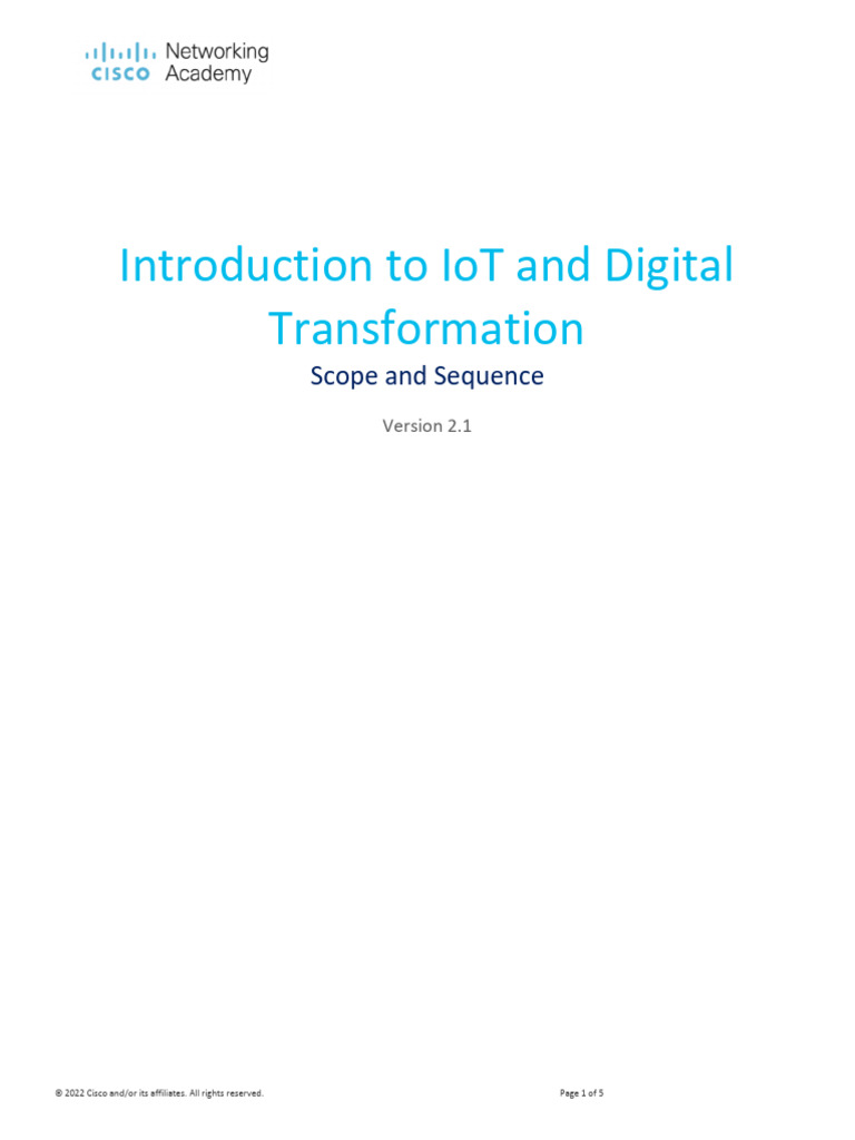 Introduction to IoT and Digital Transformation v2 1 Scope and Sequence | PDF | Internet Of ...