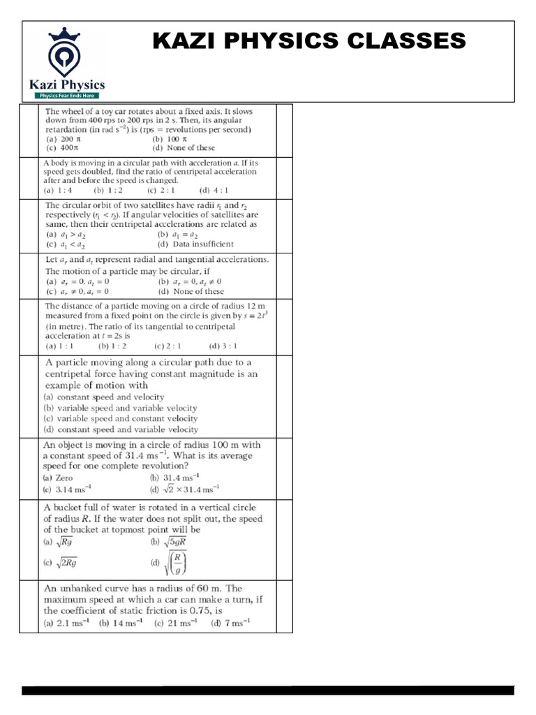 Circular Motion + Collision Ans | PDF | Physics