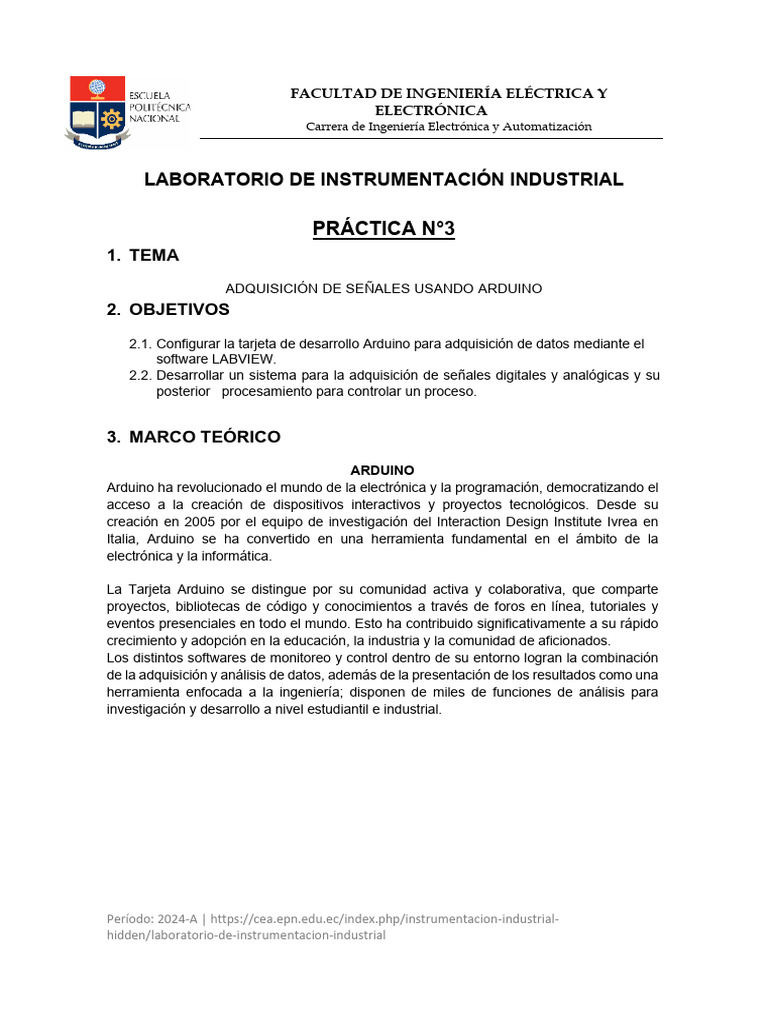 P3_Iindustrial-adquiscion de datos con arduino | PDF | Arduino | Electrónica