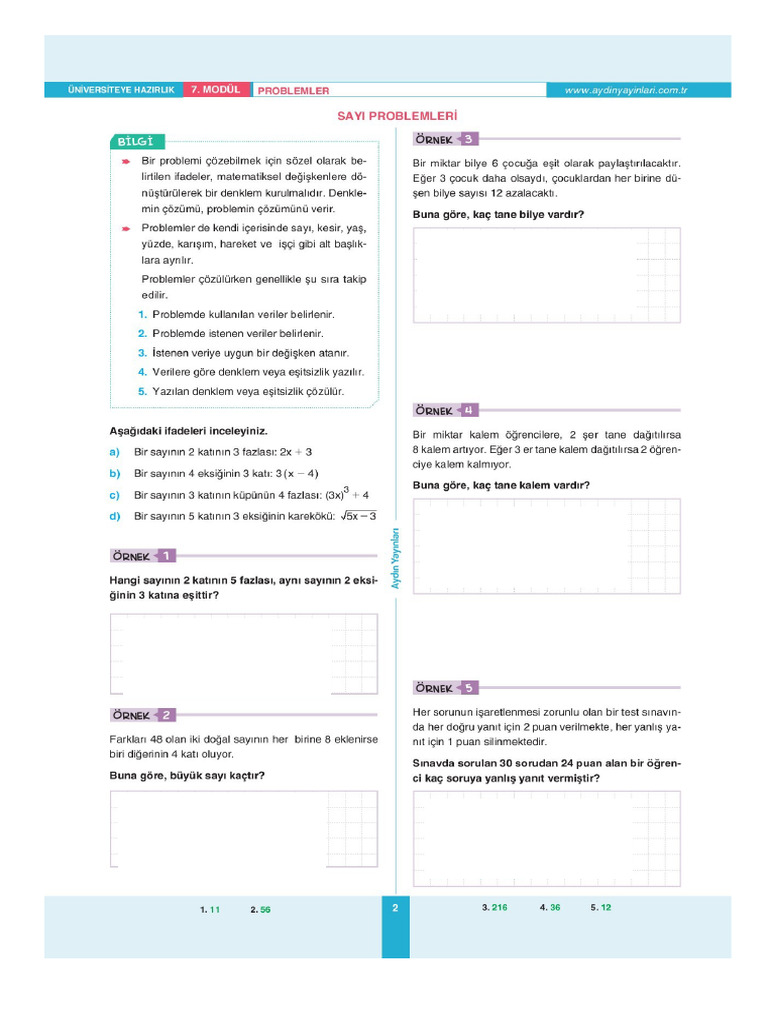 1-Aydın Yayınları Problemler 2 | PDF