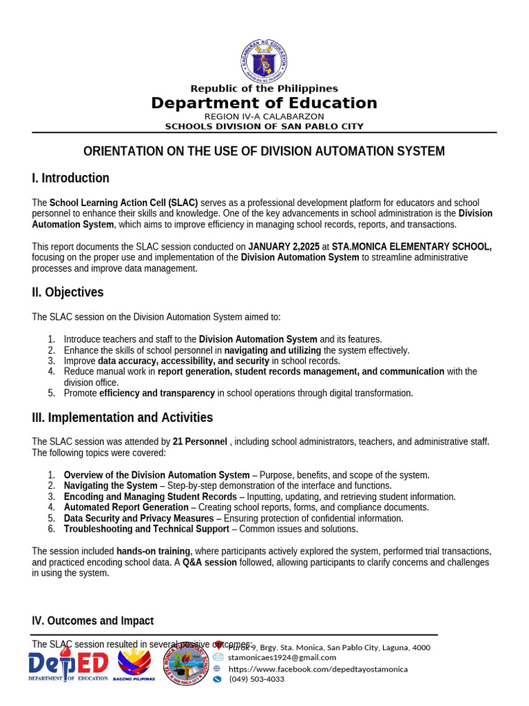 Slac Division Automation System | PDF | Automation | Information