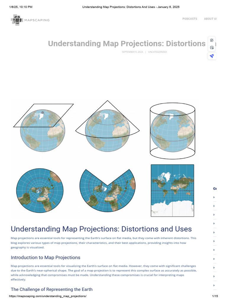 Understanding Map Projections - Distortions and Uses - January 6, 2025 | PDF | Geographical ...
